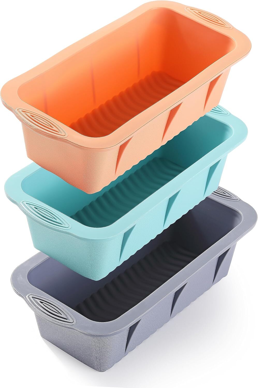 3PCS Silicone Bread Loaf Pan Non-Stick Bread Pans for Baking Easy ...