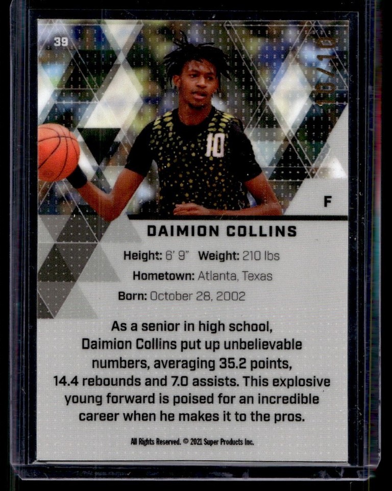 2021-22 Super Glow 1st Ever Red Daimion Collins /10 #39 | eBay