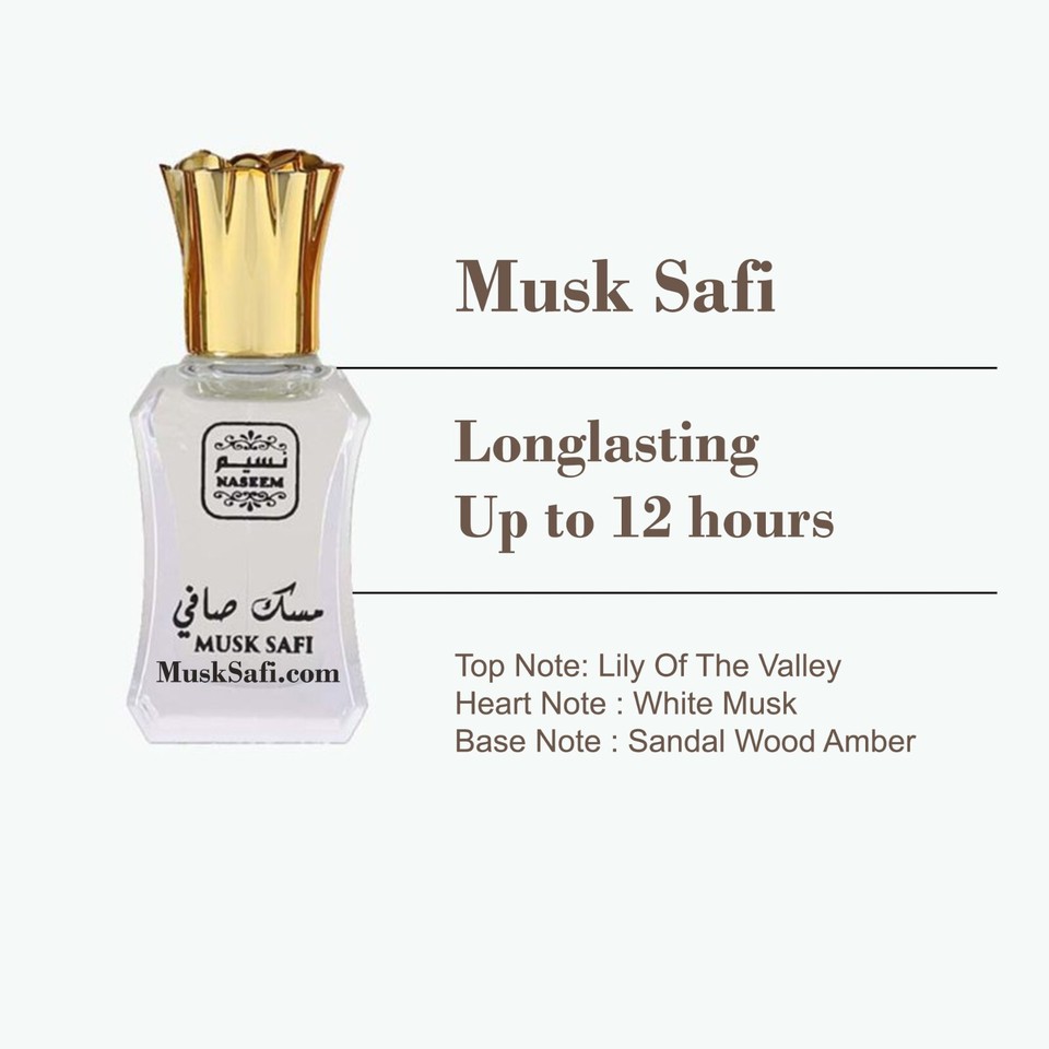 12ml MUSK SAFI by Naseem Pure Perfume Oil Attar Ittar Unisex 12 Hour ...
