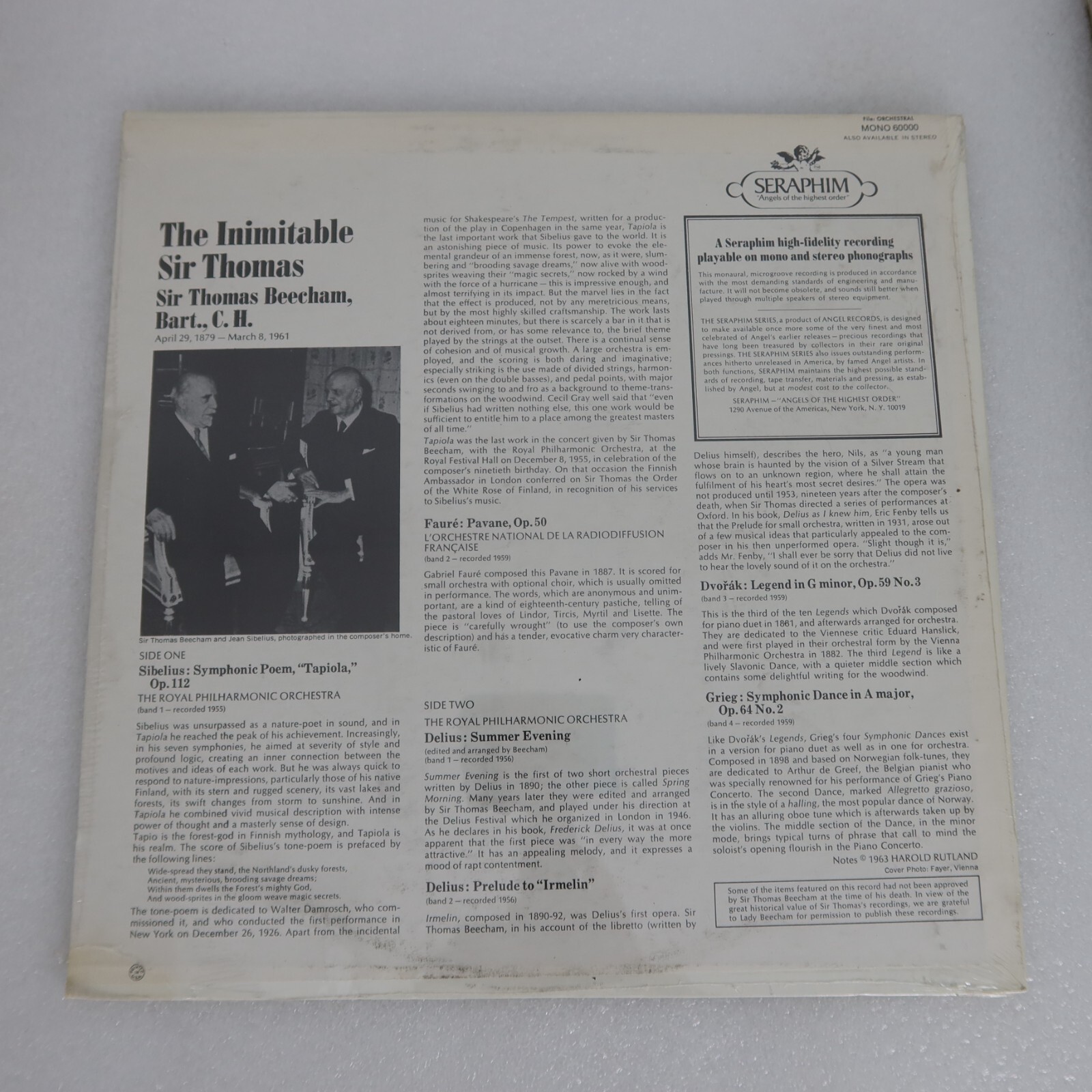 NEW Sir Thomas Beecham The Inimitable Sir Thomas w/ Shrink LP Vinyl ...
