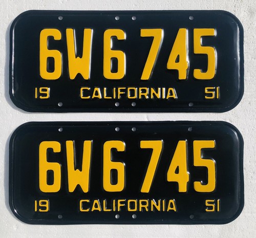 1951-1955 California License Plates Pair. DMV Clear, Restored, Rare 6 ...