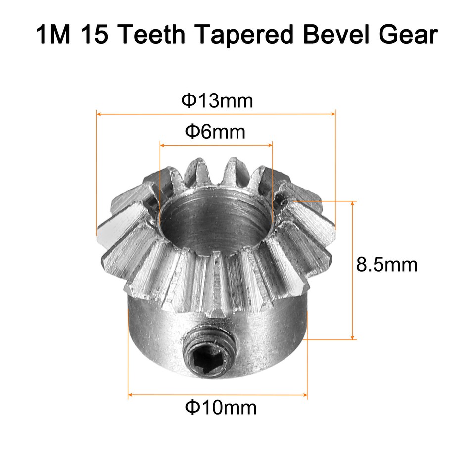 2pcs Bevel Gear Tapered Bevel Pinion Gear 0.8 Module 45# Steel (15T ...