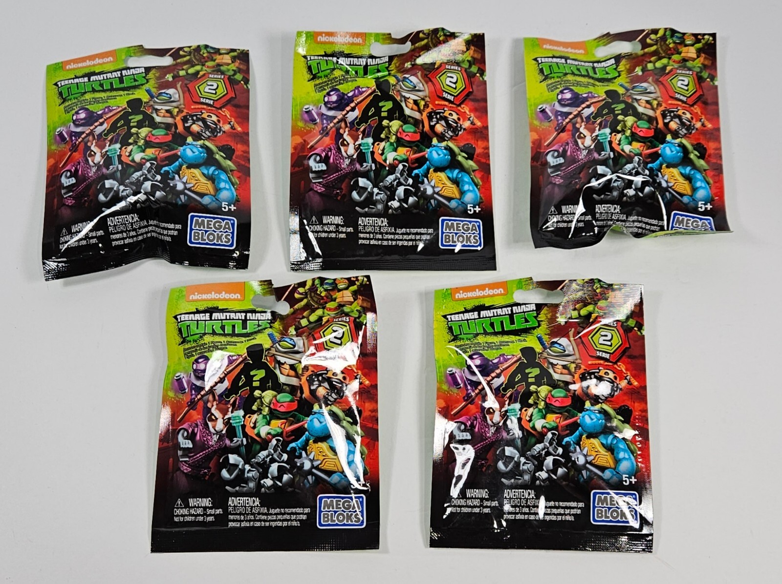 TEENAGE MUTANT NINJA TURTLES BLIND BAG FIGURE LOT (5) MEGA BLOKS SERIES ...