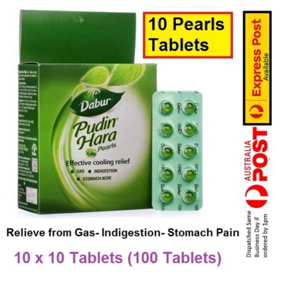 100 Pearls Tablets- Dabur PUDIN HARA Effective Cooling- Reliefs Gas ...
