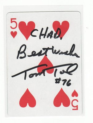 TOM TOTH MIAMI DOLPHINS AUTOGRAPHED PLAYING CARD WITH ENVELOPE WESTERN ...