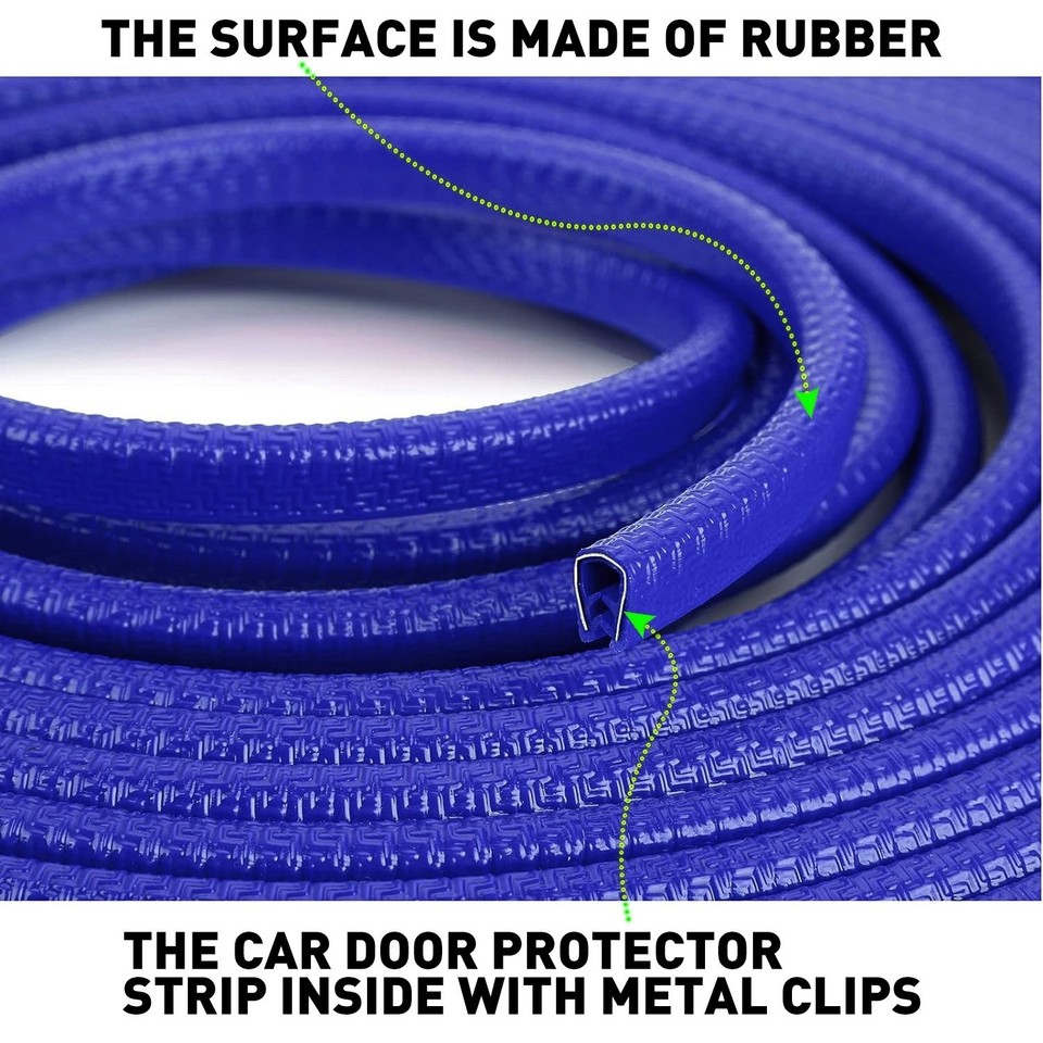 Blue Car Door Trim Edge Strip Lock Guard Moulding Rubber Seal Protector ...