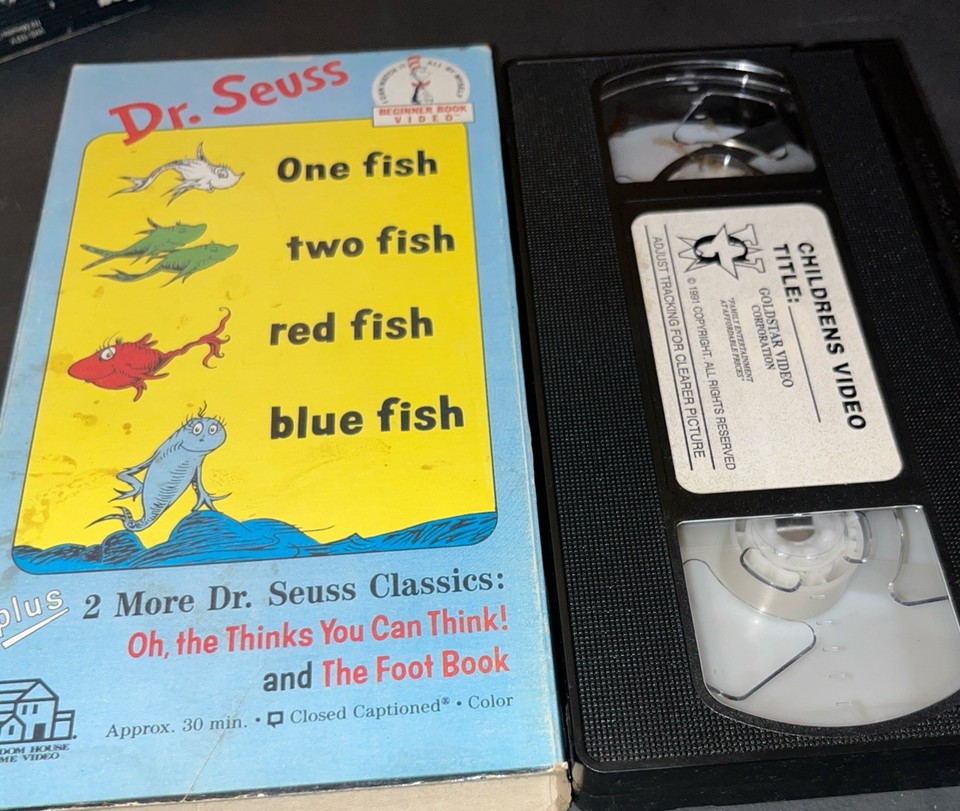 Dr. Seuss VHS One Fish Two Fish Red Fish Blue Fish PLUS Triple Feature ...