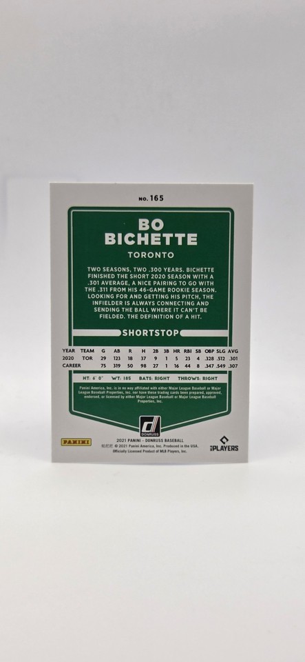 2021 Panini Donruss - Bo Bichette #165 Holo Purple Toronto | eBay