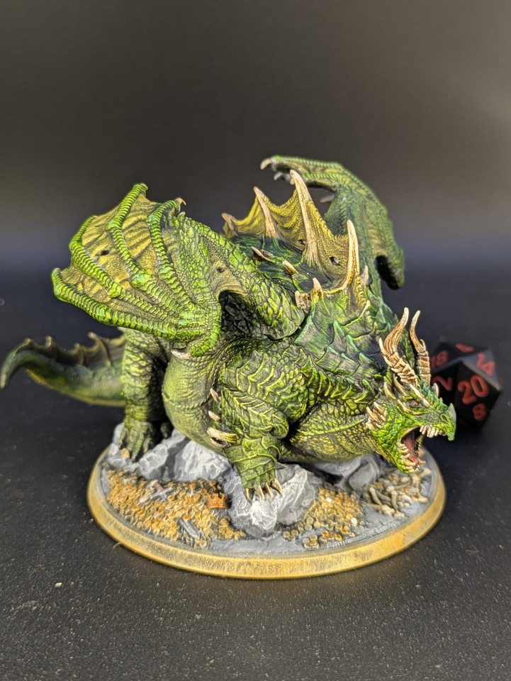 Hand Painted Green Dragon & Fire Elemental Miniature Set – DnD ...