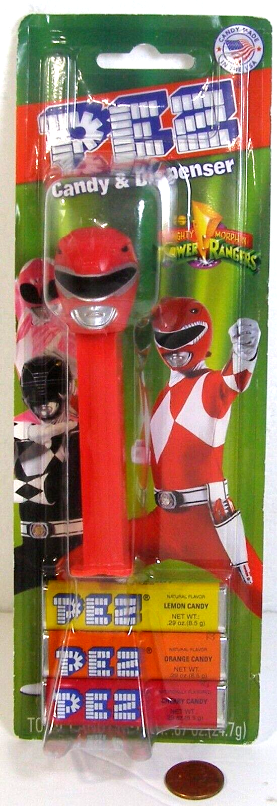 PEZ Set of 2 Red & Black Mighty Morphin Power Rangers Candy Dispenser ...