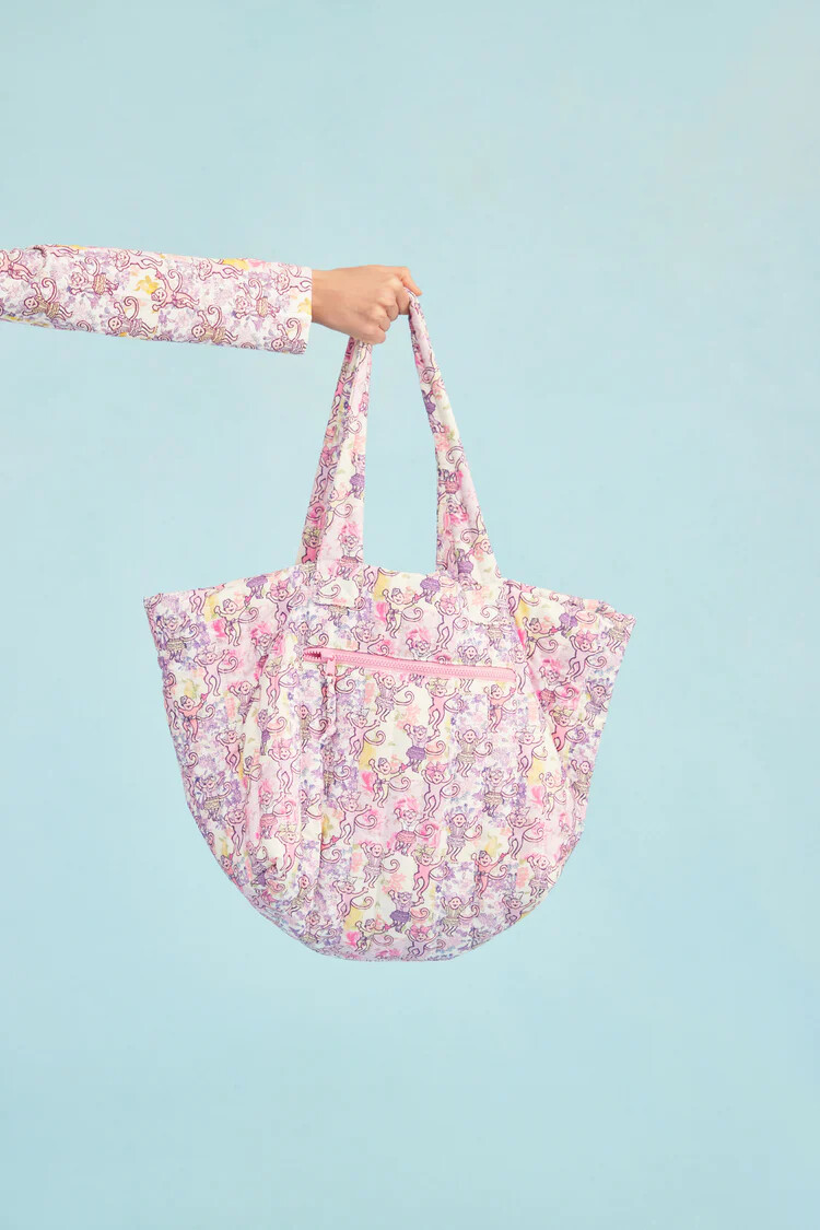 New Roller Rabbit X LoveShackFancy Preppy Patchwork Quilted Tote Lilac ...