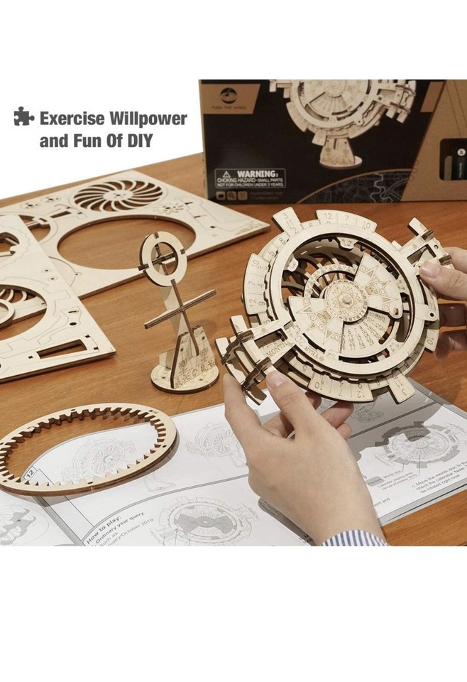 ROKR Perpetual Calendar Clock Model kits For Adult to Build, 3D Wooden ...
