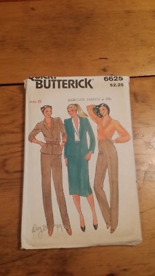 VINTAGE BUTTERICK LADIES SKIRT TOP COAT PANT PATTERN 6625 SIZE 8 FREE ...