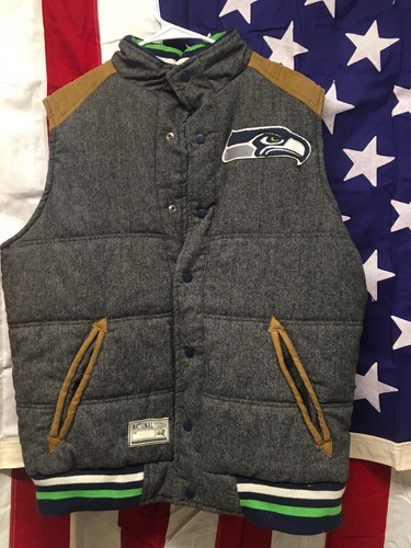 NFL Seattle Seahawks Reversible Puffer Vest Size large Wool Blend OBO ...