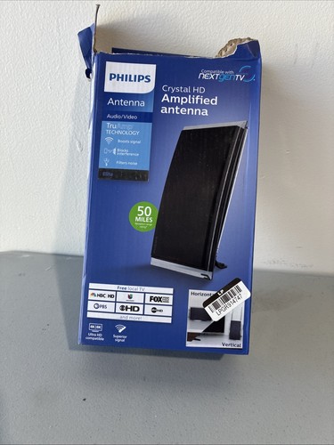 Philips Crystal HD Indoor Amplified TV Antenna with 6' Coaxial Cable ...