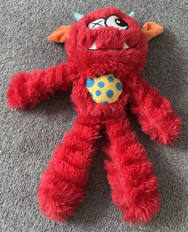 Squeaky Dog Toy Monster Plush Halloween Red | eBay UK