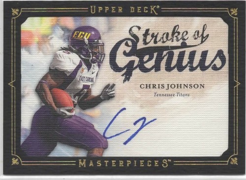 2008 UPPER DECK MASTERPIECES STROKE OF GENIUS SOG16 CHRIS JOHNSON AUTO ROOKIE RC | eBay
