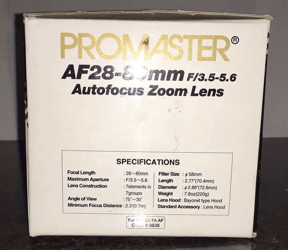 Promaster Spectrum 7 28-80mm f/3.8-5.6 Lens - Minolta AF / Sony Alpha ...