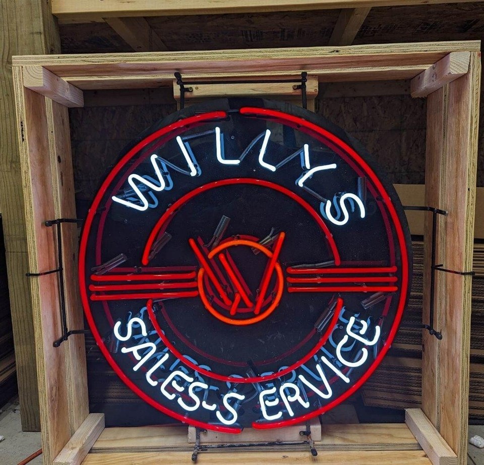 Willys Sales & Service Neon Sign / Willy's Car Signs Garage Man Cave ...