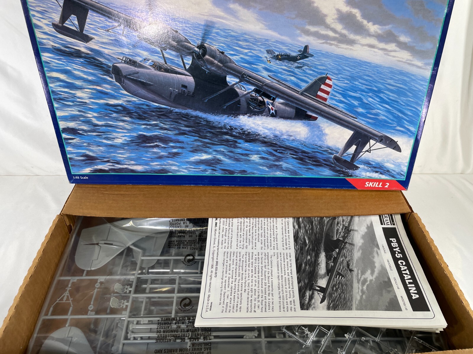 Monogram PBY-5 Catalina 1:48 Model Kit Open Box Sealed Parts 5609 Skill ...