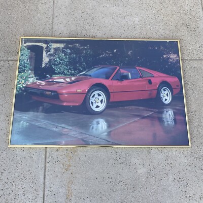 Vintage Ferrari 308-GTS Poster 1986 Car Garage 36”x24” Red Super car ...