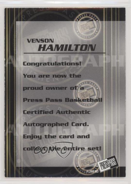 1999 Press Pass Authentics Auto Venson Hamilton Rookie Auto RC | eBay