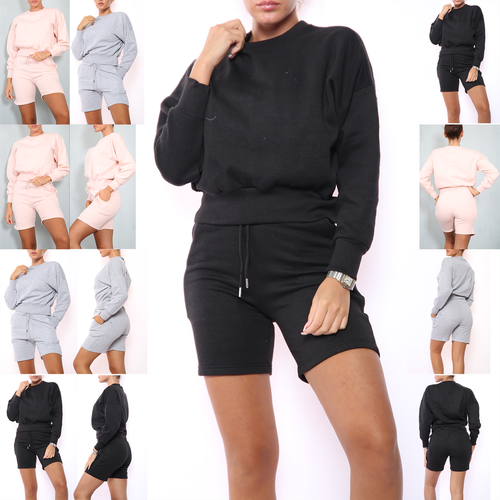 Womens Ladies Oversized Baggy Top Bottom Sweatshirt Fleece Drawstring ...