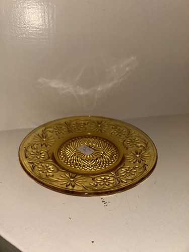 12 Vintage Depression Indiana Glass Amber Daisy Pattern Small Plates | eBay