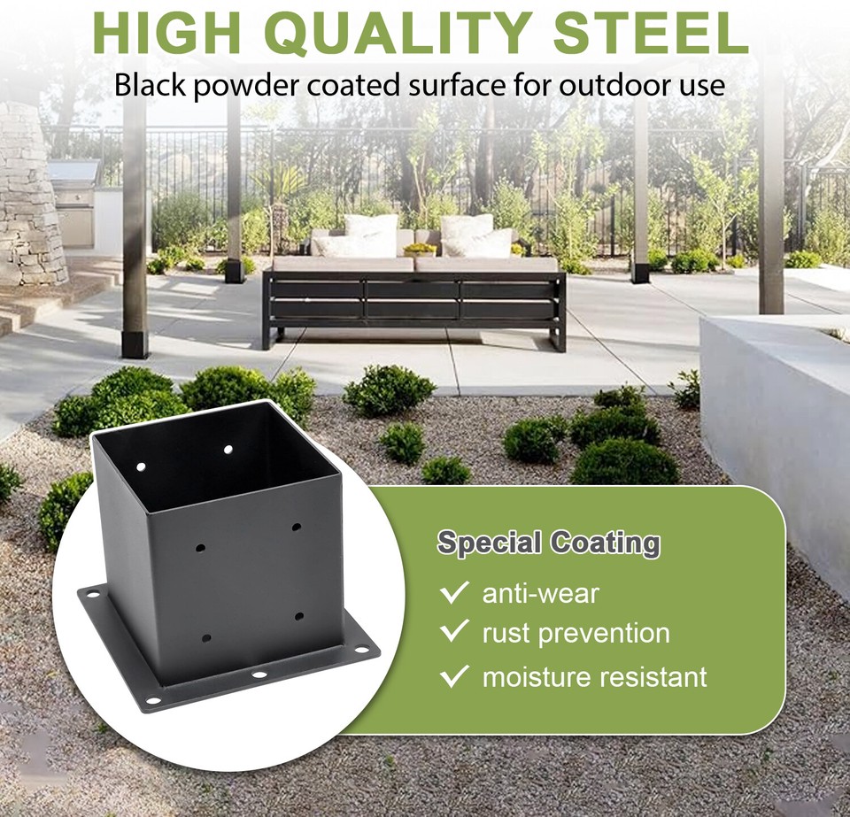 4 PCS 6x6 Post Base Post Anchors Deck Post Brackets Steel Inner 5.6x5.6 ...