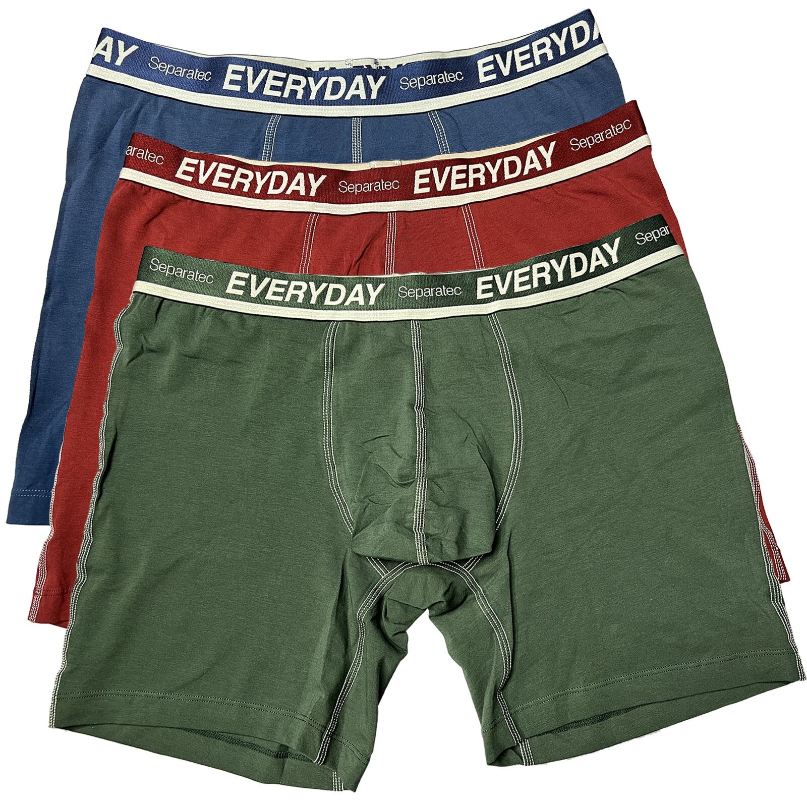 Separatec Men's Dual Pouch Colorful Everyday Cotton Boxer Briefs 3-Pack ...