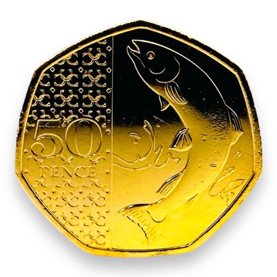 24ct Gold Plated 50p coins For Collectors Salmon 50p WWF 50p Charles ...
