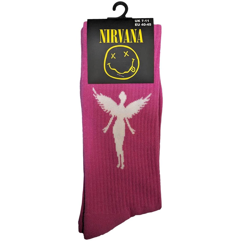 Nirvana 'In Utero White Angel' (Pink) Socks (One Size = UK 7-11) - OFFICIAL! | eBay