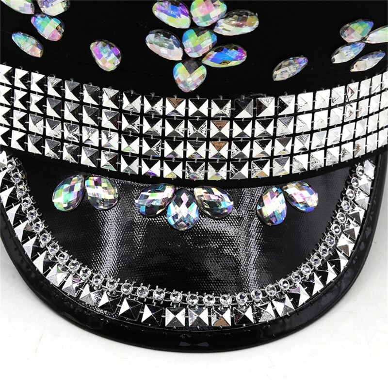 Bejeweled Beret Crystals Disco Heavy Crystal Sequins Captain Hat for ...