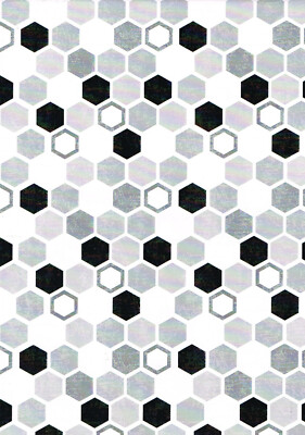 Gray Black Hexagon Mosaic Tiles Self Adhesive Vinyl Contact Paper Peel ...