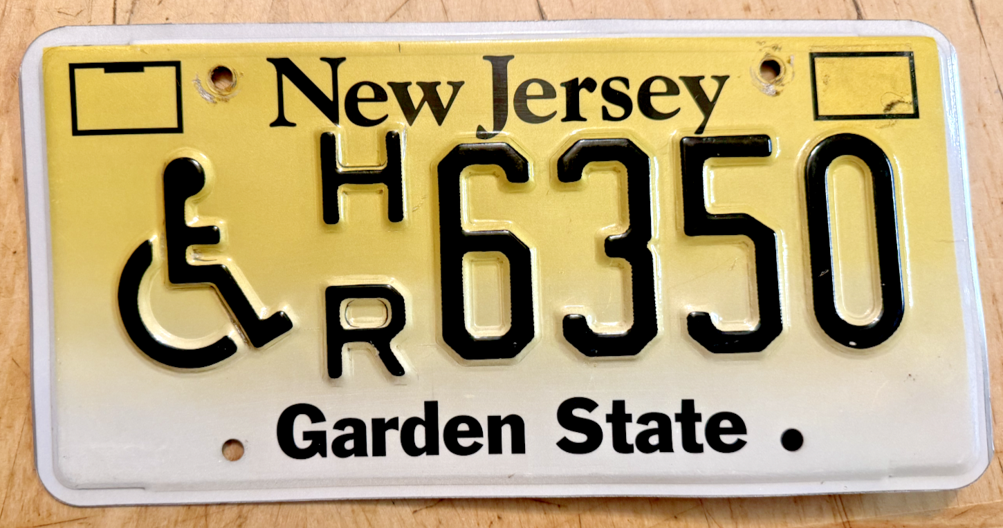 NEW JERSEY DISABLED PERSON HANDICAPPED LICENSE PLATE " HR 6350 ...