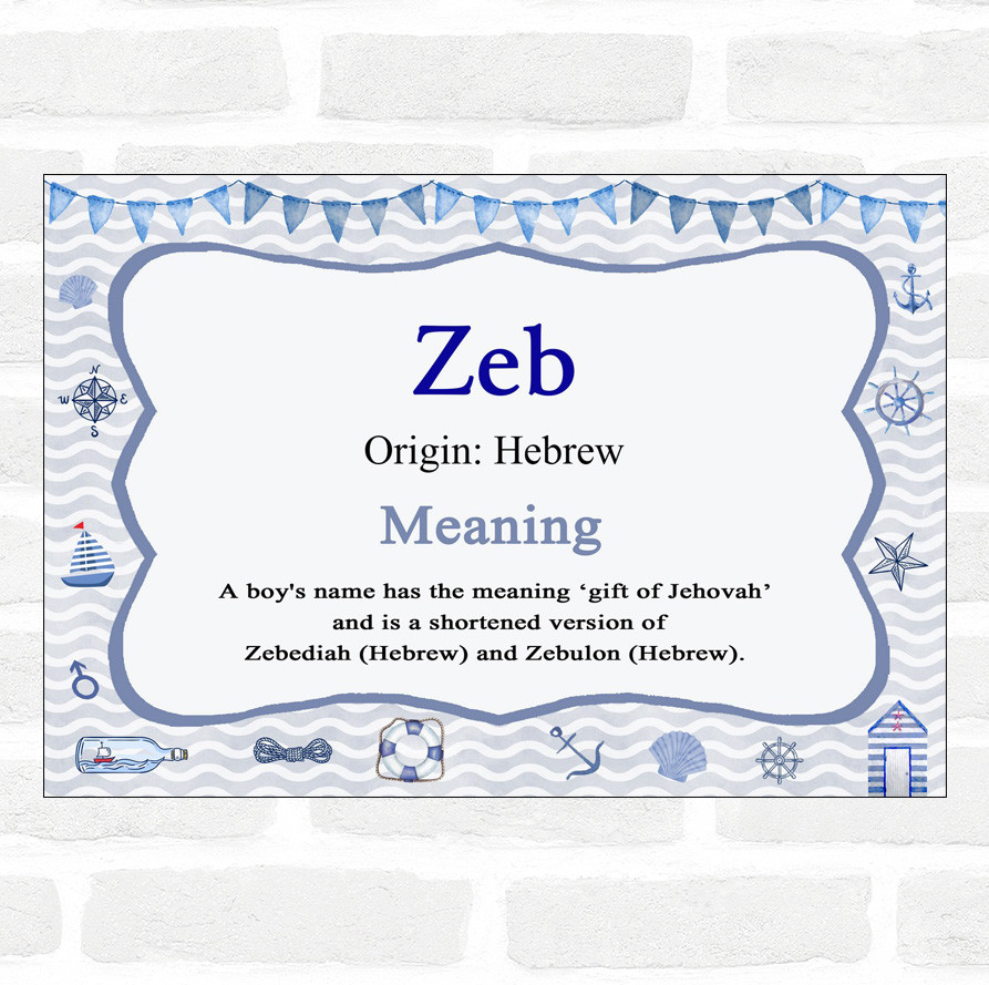 Zeb Name Meaning Nautical Certificate | eBay UK