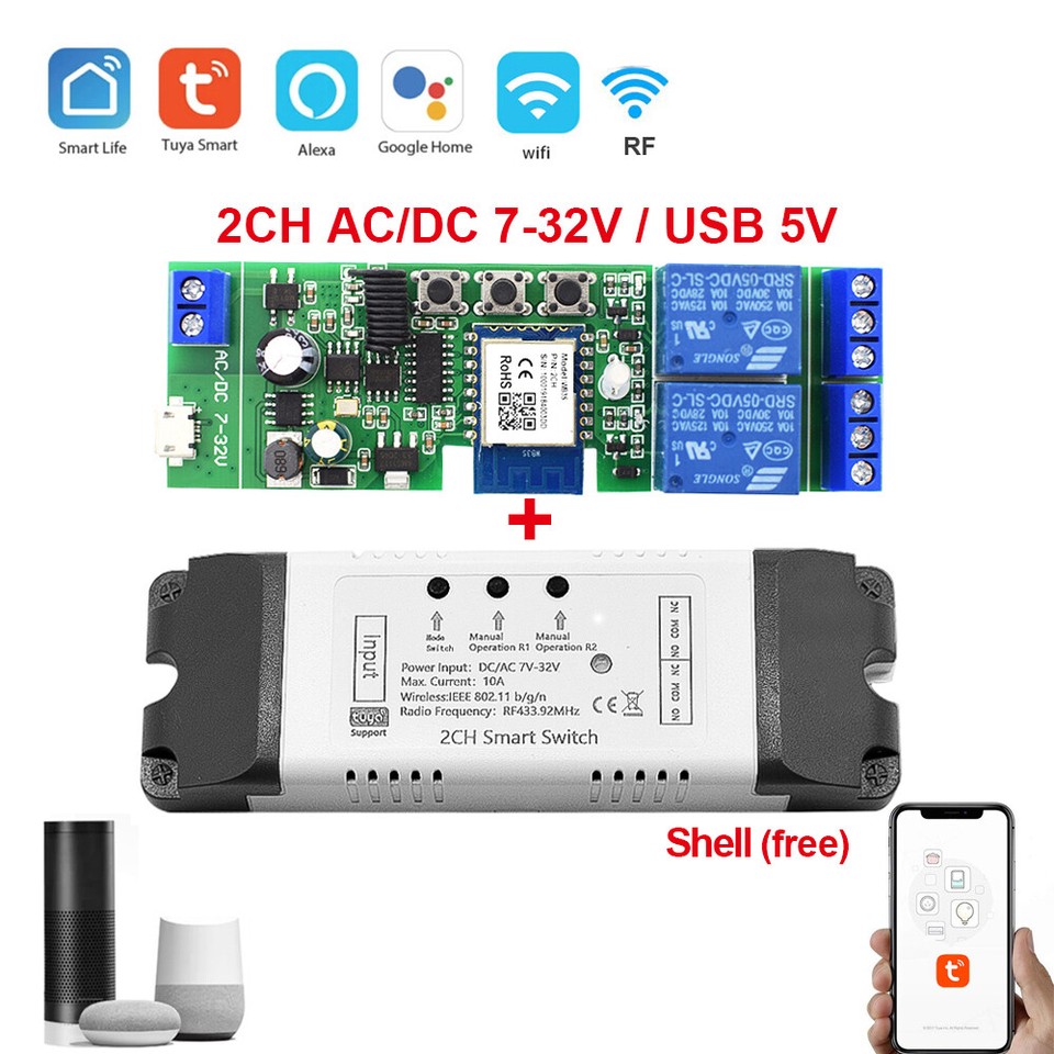 Tuya Smart WiFi Motor Light Switch Module 5V 12V 32V 220V 2/4CH 433mhz ...