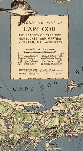 Early Decorative Pictorial Map Cape Cod Genealogy History Art Poster ...