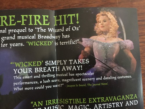 WICKED Broadway ad/flyer Broadway Oz musical NYC Megan Hilty Rue ...