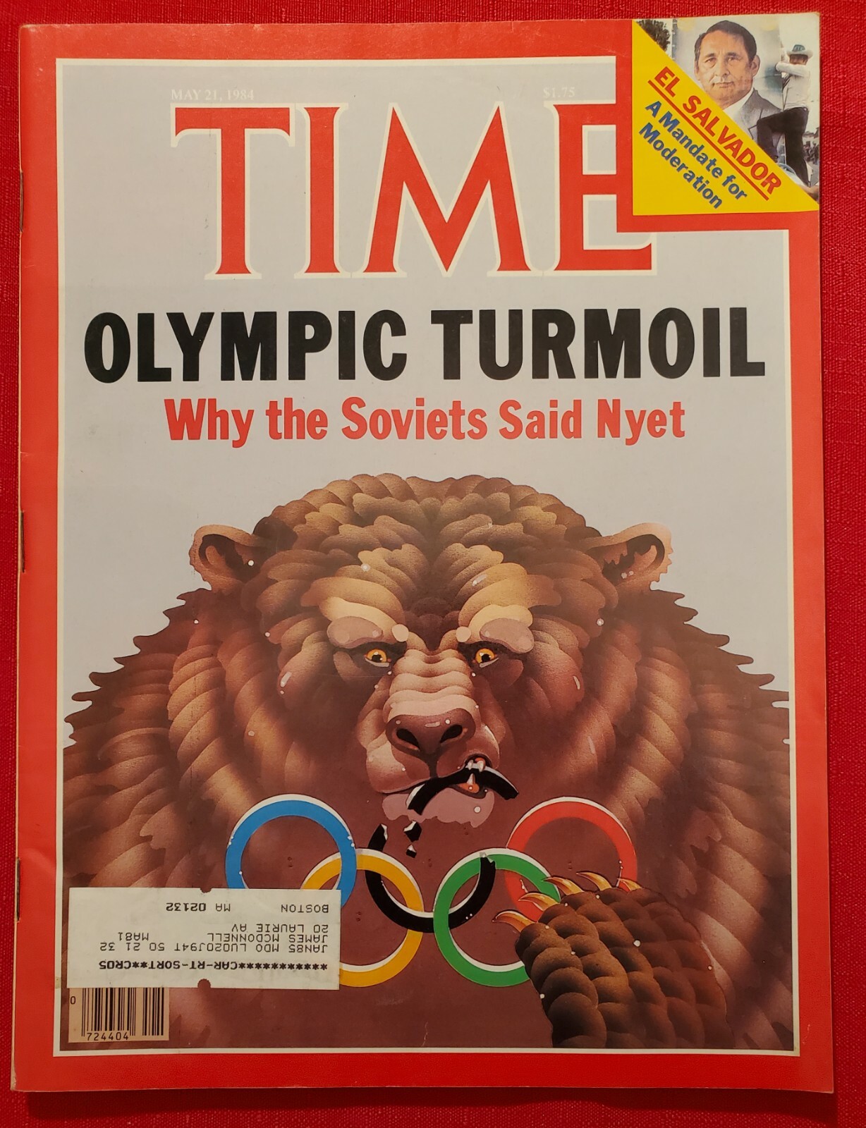TIME MAGAZINE Olympic Turmoil: Nyet; REAGAN; El Salvador; May 21, 1984 ...