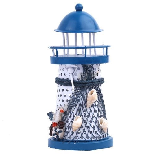 Mediterranean Lighthouse Iron Candle LED Light sailboat Shell Home ...