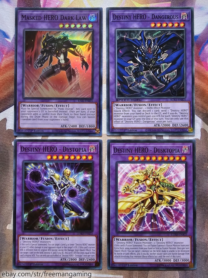 Yugioh Aster Phoenix Destiny Hero Deck 47 Card Fusion Malicious Plasma ...