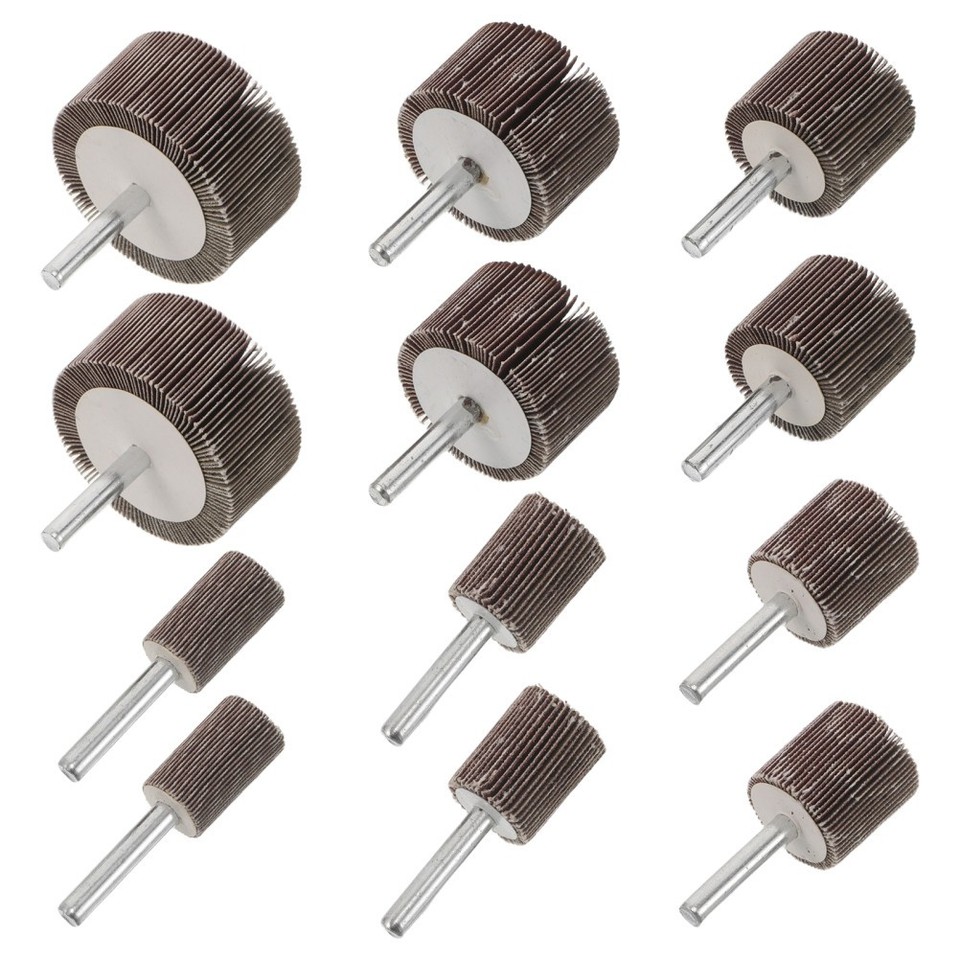 12 Pcs Abrasive Flap Wheels Rotary Tool Sanding Bits Drum Sander Kit | eBay