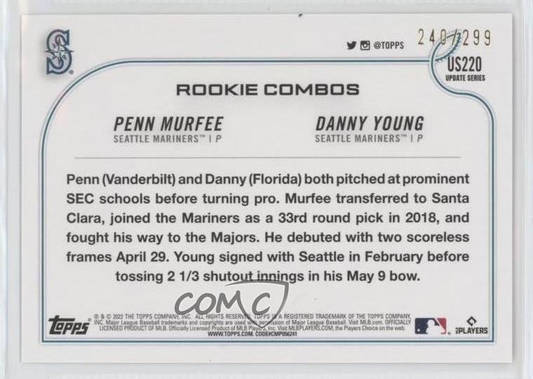 2022 Topps Update Combos Orange Foil /299 Penn Murfee Danny Young ...