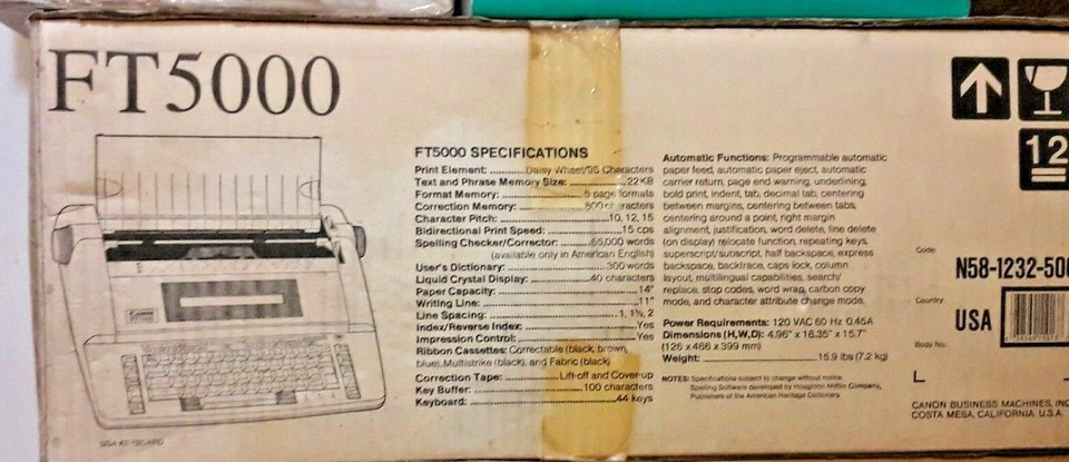 VINTAGE CANON ELECTRONIC TYPEWRITERS, FT5000,NEW | eBay