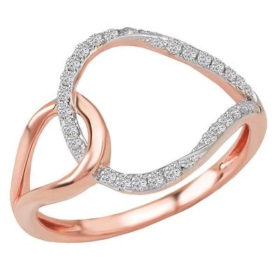 NEW LADIES 14k ROSE GOLD DIAMOND DOUBLE LOOP FASHION RING | eBay