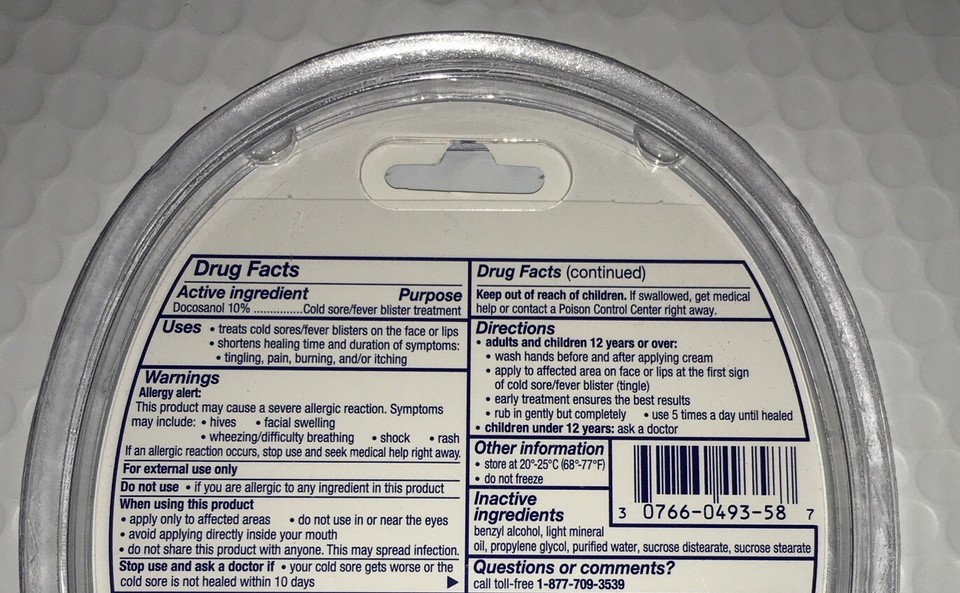 Abreva Docosanol Cold Sore and Fever Blister Cream 2 Tube, 2 g Exp 12/ ...