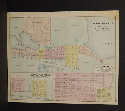 Minnesota Waseca County Map or Wilton *Special Purchase Reverses 1874 ...