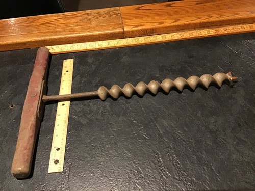 Early Primitive Antique T Handle Wood Auger Barn Beam 1-1/4” Hand Drill ...