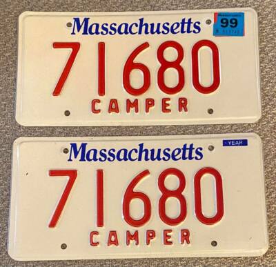 Massachusetts 1999 CAMPER License Plate PAIR - 71680 | eBay